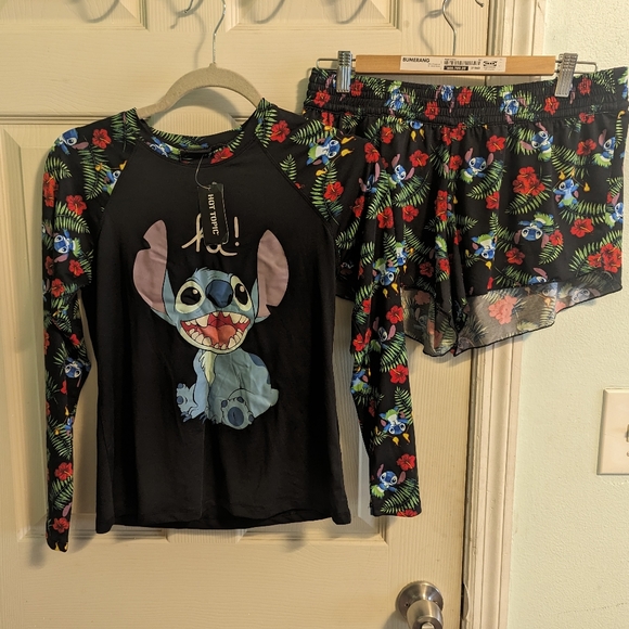 Hot Topic | Swim | Lilo And Stitch Rash Gard And Board Shorts Set ...